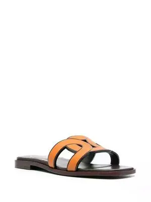 TOD'S Leather Logo Strap Sandals - Orange