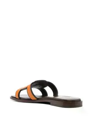 TOD'S Leather Logo Strap Sandals - Orange