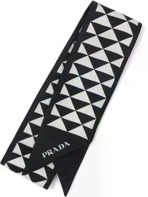 Prada Triangle-logo Twill Scarf - Black