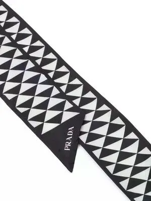 Prada Triangle-logo Twill Scarf - Black