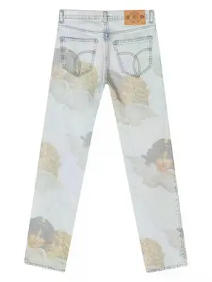 Fiorucci Angel-print Mid-rise Straight Jeans