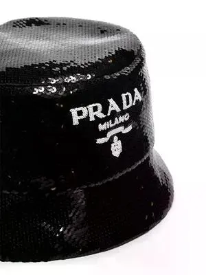 Prada Sequined Bucket Hat - Black