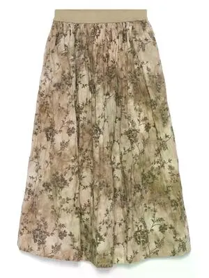 UMA WANG Gillian Floral Print Midi Skirt - Neutrals