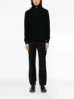 Brioni Wool-cashmere Half-zip Jumper - Black
