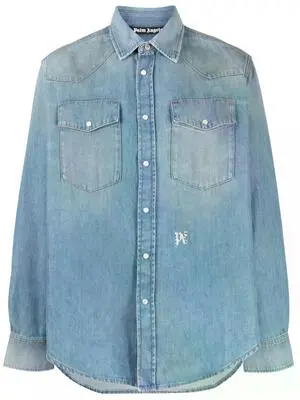 Palm Angels Monogram-embroidered Denim Shirt