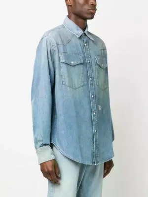 Palm Angels Monogram-embroidered Denim Shirt