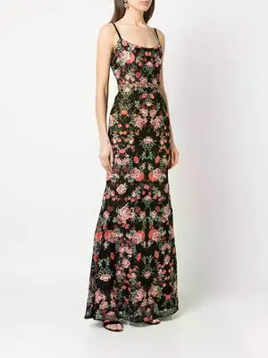 Marchesa Embroidered Floral Evening Gown