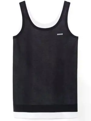 Miu Miu Knitted Poplin Mini Dress - Black