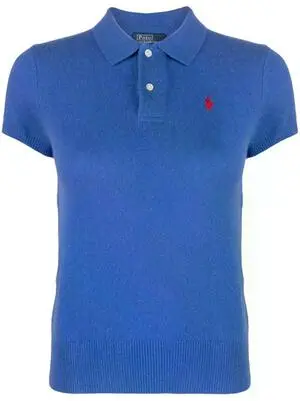 Ralph Lauren Polo Pony Cashmere Polo Top - Blue