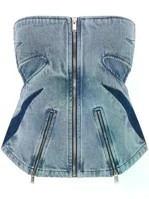 DION LEE Darted Denim Corset - Blue