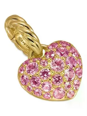 David Yurman 18k Yellow Petite Pavé Sapphire Heart Necklace