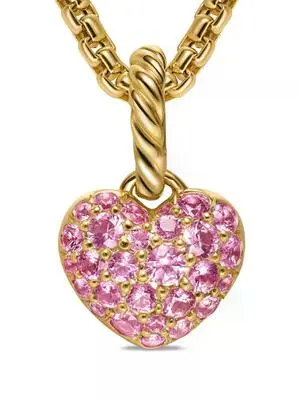 David Yurman 18k Yellow Petite Pavé Sapphire Heart Necklace