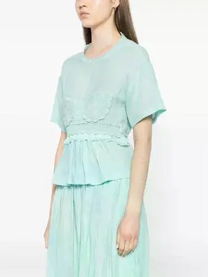 Ulla Johnson Floral Appliqué Ramie Cari Blouse