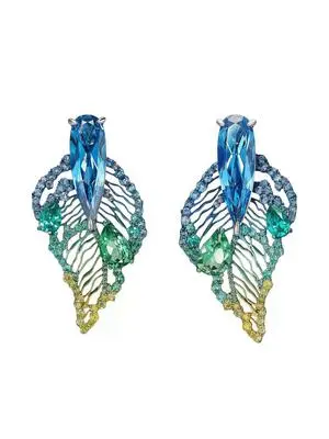 ANABELA CHAN 18kt White Gold Sapphire And Spinel Drop Earrings - Silver