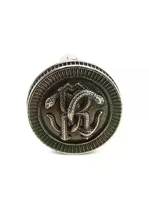 Roberto Cavalli Mirror Snake-embossed Cufflinks