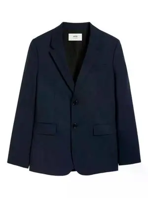 AMI Paris Single Breasted Wool Blazer - Blue