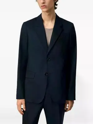AMI Paris Single Breasted Wool Blazer - Blue