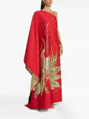 TALLER MARMO Floral-print One-shoulder Gown
