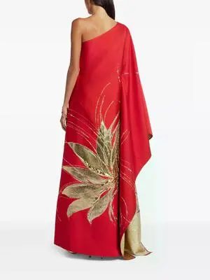 TALLER MARMO Floral-print One-shoulder Gown