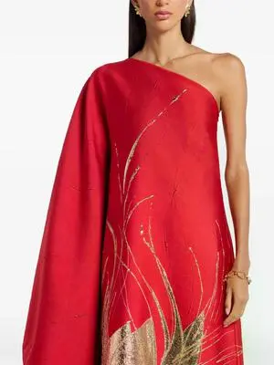 TALLER MARMO Floral-print One-shoulder Gown