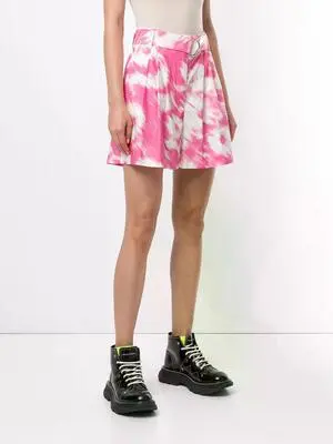 MSGM Painterly-print Belted Shorts