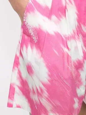 MSGM Painterly-print Belted Shorts