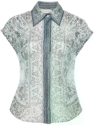 Zimmermann Matchmaker Short Sleeve Blouse - Blue