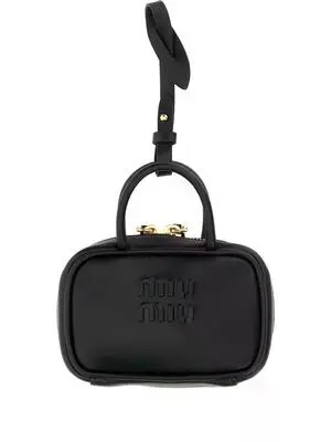 Miu Miu Embossed-leather Top-handle Keychain - Black
