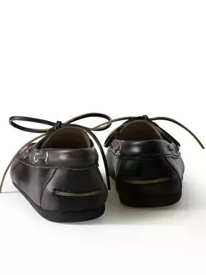 Miu Miu Bleached-effect Deck Leather Loafers - Black