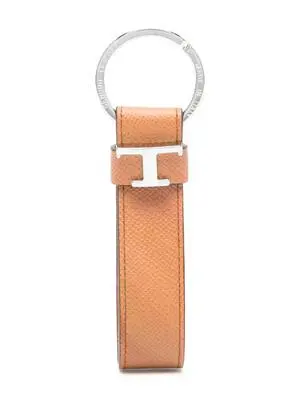 TOD'S Timeless Logo Leather Keyring - Neutrals