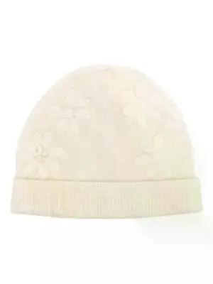 ONEFIFTEEN Floral-embroidered Knit Beanie - White