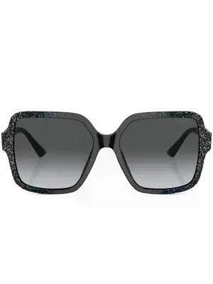 JIMMY CHOO Glitter-embellished Square-frame Sunglasses - Black