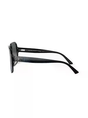 JIMMY CHOO Glitter-embellished Square-frame Sunglasses