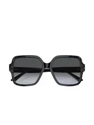 JIMMY CHOO Glitter-embellished Square-frame Sunglasses