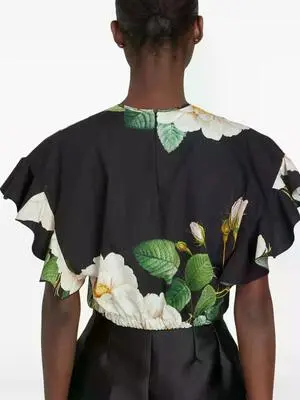 Giambattista Valli Giant Bloom Cropped Blouse