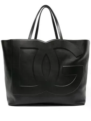 Dolce & Gabbana Dg Logo Leather Tote Bag - Black
