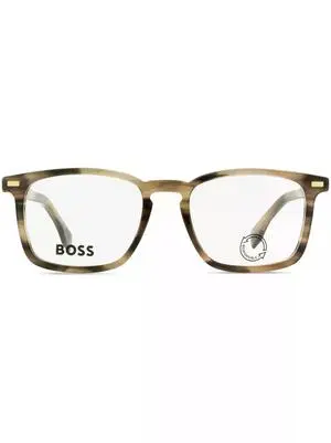 BOSS Marbled Rectangle-frame Glasses - Grey