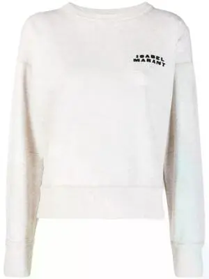 Isabel Marant Étoile Logo-embroidered Cotton-blend Sweatshirt - Neutrals