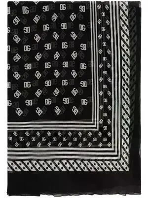 Dolce & Gabbana Dg Logo-print Silk Scarf - Black