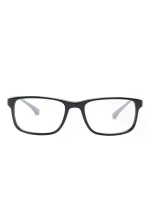 Emporio Armani Logo-plaque Rectangle-frame Glasses - Black