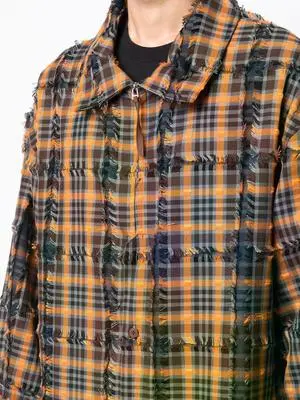 OFF DUTY Checked Frayed Coat