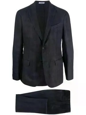 Boglioli Single-breasted Check-pattern Linen Suit - Blue