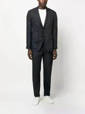 Boglioli Single-breasted Check-pattern Linen Suit - Blue