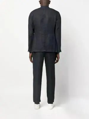 Boglioli Single-breasted Check-pattern Linen Suit - Blue