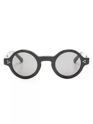 LESCA Logo-print Round-frame Sunglasses - Black