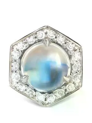 LILY GABRIELLA Hex Moonstone And Diamond Pendant Charm - Silver