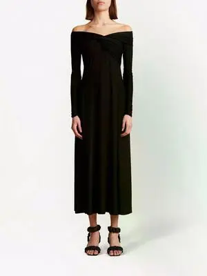 Khaite Cerna Off-shoulder Midi Dress