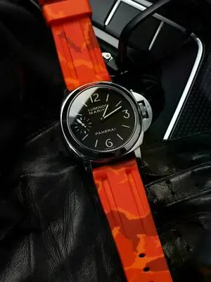 HORUS WATCH STRAPS Camouflage Pattern Rubber Watch Strap - Orange