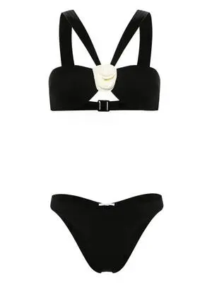 LA REVECHE Sahar Floral-appliqué Bikini - Black