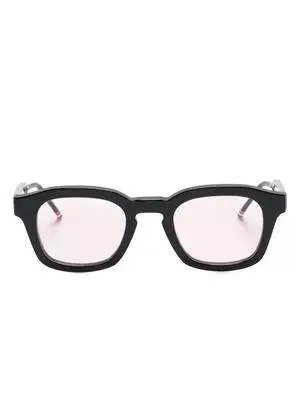 Thom Browne RWB Stripe Square-Frame Sunglasses Black